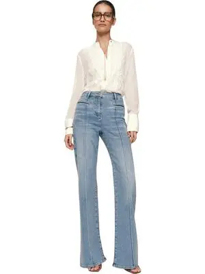 REISS Claude Pintuck Flared Jeans - Light Blue