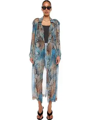 Alix Of Bohemia Jasper Serpent Tide Printed Trench Coat - Brown
