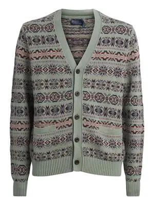 Polo Ralph Lauren Linen-cotton Fair Isle Cardigan - Green