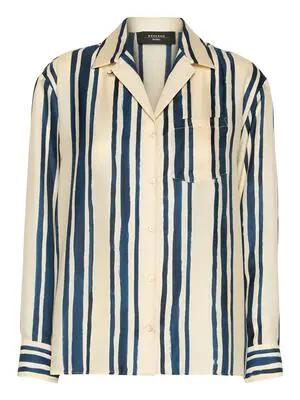 Max Mara Silk Watercolour Stripe Shirt - Navy