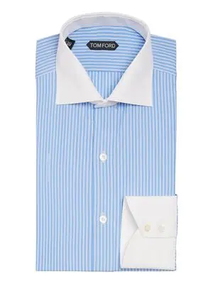 TOM FORD Cotton Stripe Shirt - Blue