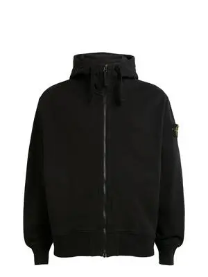 Stone Island Cotton Hoodie With Compass Patch - Black