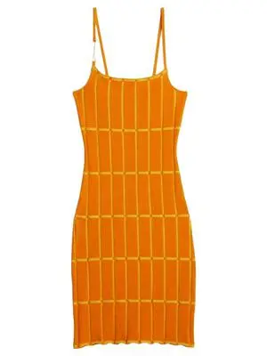 Jacquemus La Robe Maille Malha Checked Mini Dress - Orange