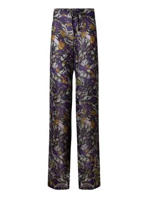 Dries Van Noten Marble Print Elasticated Viscose Pants - Black