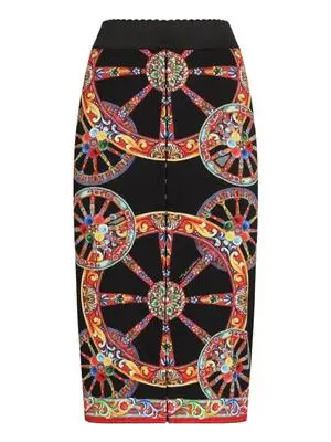 Dolce & Gabbana Carretto Print Charmeuse Long Skirt - No