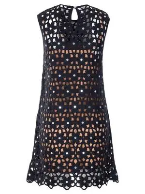 Michael Kors Sleeveless Floral Appliqué Dress - Black