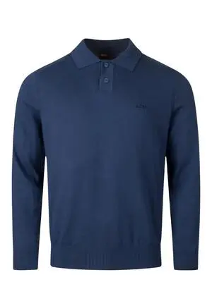 Hugo Boss Long-sleeve Knitted Polo Shirt - Blue
