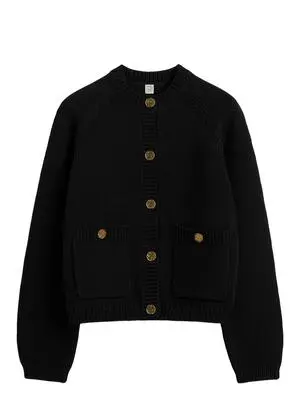 TOTEME Hammered Button Cotton Cardigan - Black