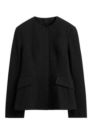 TOTEME Jacquard Crew Neck Long Sleeve Jacket - Black
