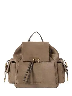 Brunello Cucinelli Suede Sartorial Backpack - Bark