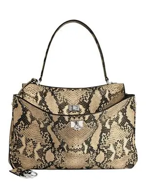 Balenciaga Rodeo Handbag Medium In Python Embossed Calfskin - Beige