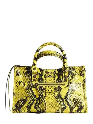 Balenciaga Le City Bag Small Python Embossed Calfskin - Yellow
