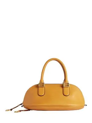 Balenciaga Balenciaga Bolero Bowling Bag Mini In Curry Calfskin Orange