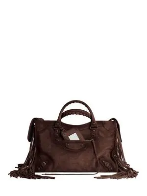 Balenciaga Balenciaga Le City Bag Medium Suede With Fringes Brown