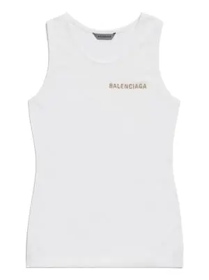 Balenciaga Embroidered Logo Tank Top - White