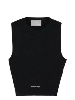 BALENCIAGA Balenciaga Black Viscose Sporty Knit Cropped Tank Top