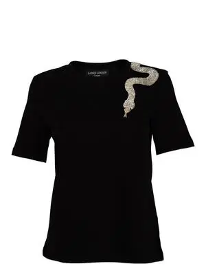 HOUSE OF LAINES LONDON Embellished Snake T-shirt - Black/silver