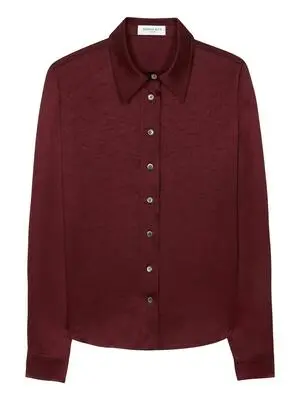 Serena Bute Satin Shirt - Red