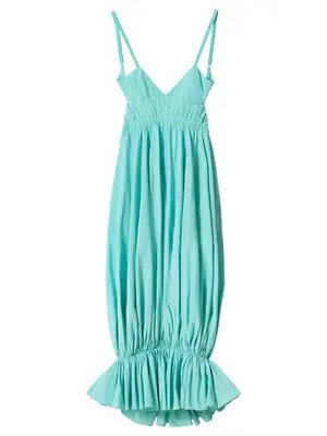 Jacquemus Alivu Gathered Midi Dress - Turquoise