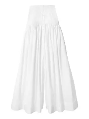Jacquemus Pleated Cotton Wide-leg Pants - White