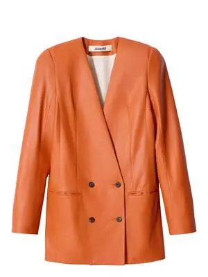 Jacquemus The Pietra Double-breasted Leather Blazer - Orange