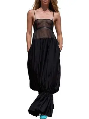 Jacquemus Jacquemus The Sole Cinched Silk Maxi Dress Black