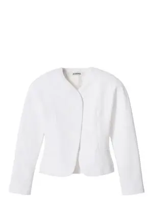 Jacquemus The Little Ovalo Cropped Jacket - White