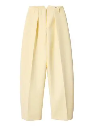 Jacquemus Jacquemus Ovalo Pleated Cotton Barrel-Leg Pants Yellow