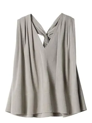 Jacquemus Jacquemus Velero Gathered Linen-Blend Top Grey