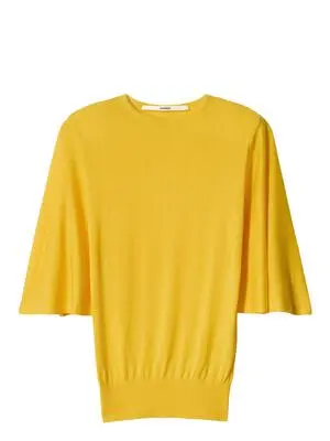 Jacquemus Mananco Half-sleeve Silk-blend Top - Yellow