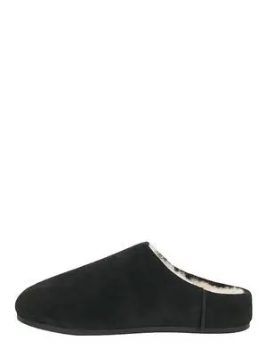 UGG Elea Slip-on Suede Slippers With Lamb Fur Lining - Black