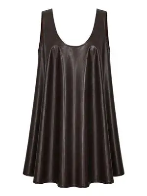 OSCARMORRIS Muse Faux Leather Top - Brown