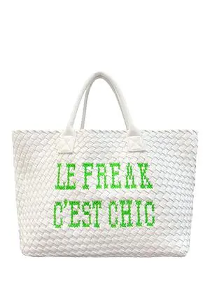 LILLY LOVES Woven Vegan Leather Tote Bag - White