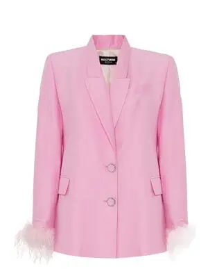 NOCTURNE Nocturne Double Breasted Blazer With Feather Cuffs