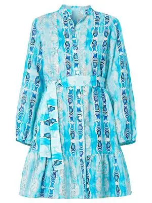 CASA ATELIER BY FERDINANDO FUSCO Kos Frou Frou Linen Shirt Dress - Blue
