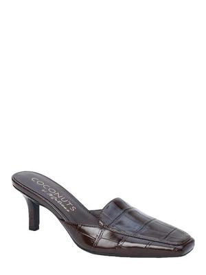 Matisse Davey Croc-embossed Kitten Heel Mules - Espresso