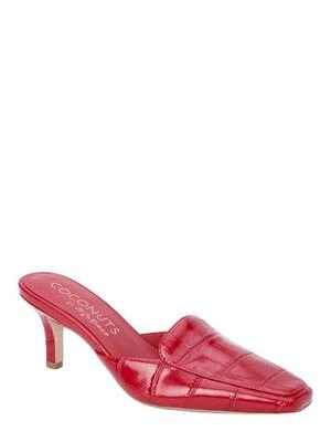 Matisse Davey Croc-embossed Kitten Heel Mules - Red