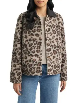 Bernardo Cropped Flannel Jacket - Leopard