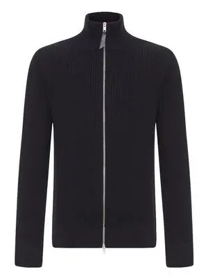 MAISON MARGIELA Ribbed Knit Zip-up Cardigan - Black
