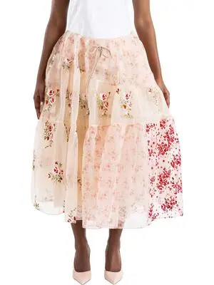 SIMONE ROCHA Simone Rocha Floral Print Crêpe Midi Skirt