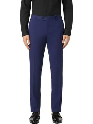 Philipp Plein Slim Fit Stretch Cotton Tailored Trousers With Rear Logo - Blue
