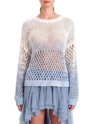 TWINSET Mesh Cotton Knit Top - Blue