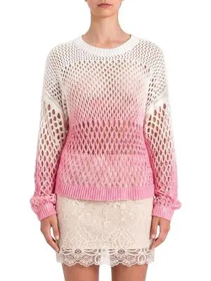 TWINSET Mesh Cotton Knit Top - Pink