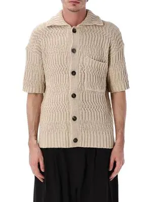 ROBERTO COLLINA Short-sleeved Cotton Cardigan - Beige