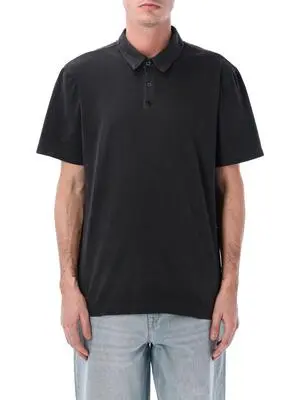 JAMES PERSE Short-sleeved Supima Cotton Polo With 3-button Placket Charcoal