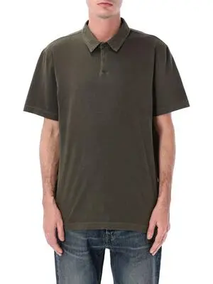 JAMES PERSE Short-sleeved Supima Cotton Polo With 3-button Placket - Green
