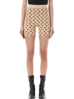 MARINE SERRE Crescent Moon Print Shorts - Brown