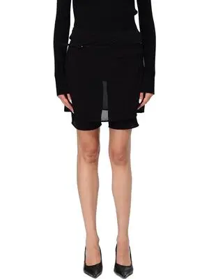 COURREGES Belted Stretch Viscose Skirt - Black