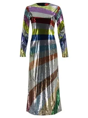 La DoubleJ Supremes Swing Paillette Midi Dress - Multicolour