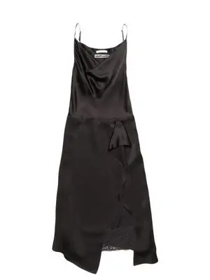 Acne Studios Draped Lace-trim Midi Dress - Dark Brown